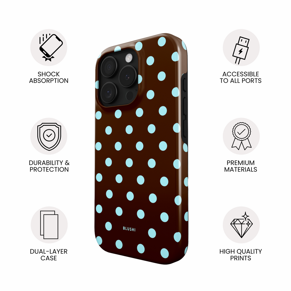 Polka Dot | Brown and Blue – Blushi Cases