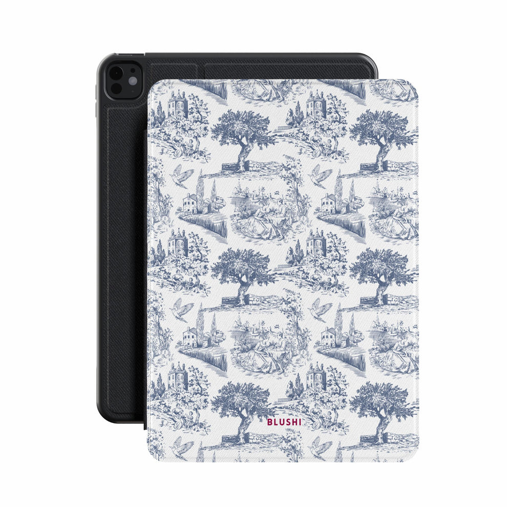 Secret Garden – Blue Toile de Jouy iPad Case – Blushi Cases